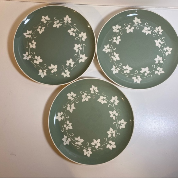 Ironstone USA | Dining | Set Of 3 Green White Ivy Wreath Ironstone Usa ...